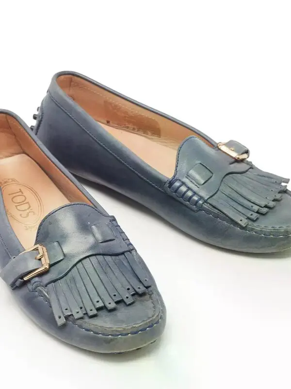 TOD'S Leather Loafers With Fringe And Buckle Detail