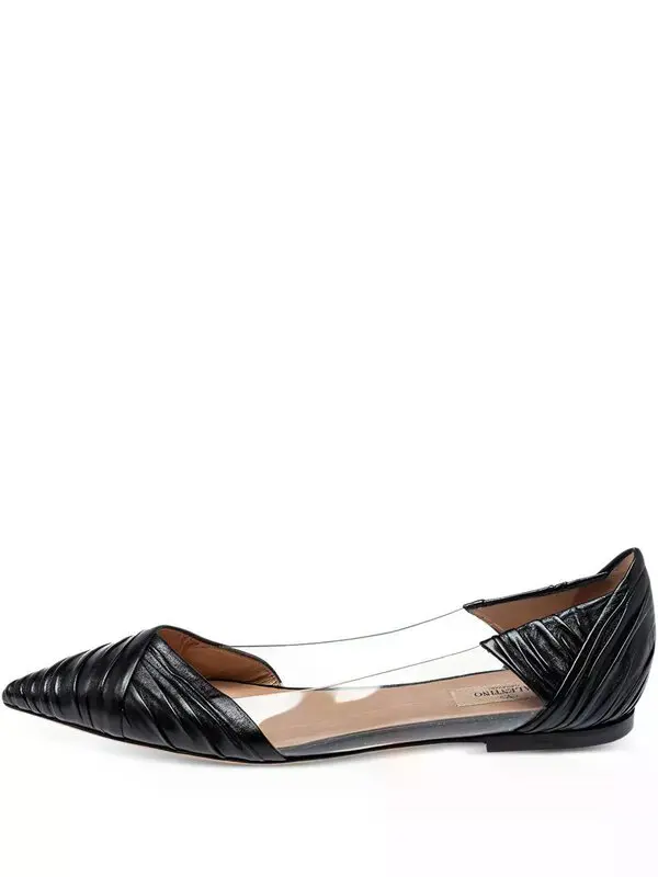 Valentino Garavani Leather Draped Flats - Black