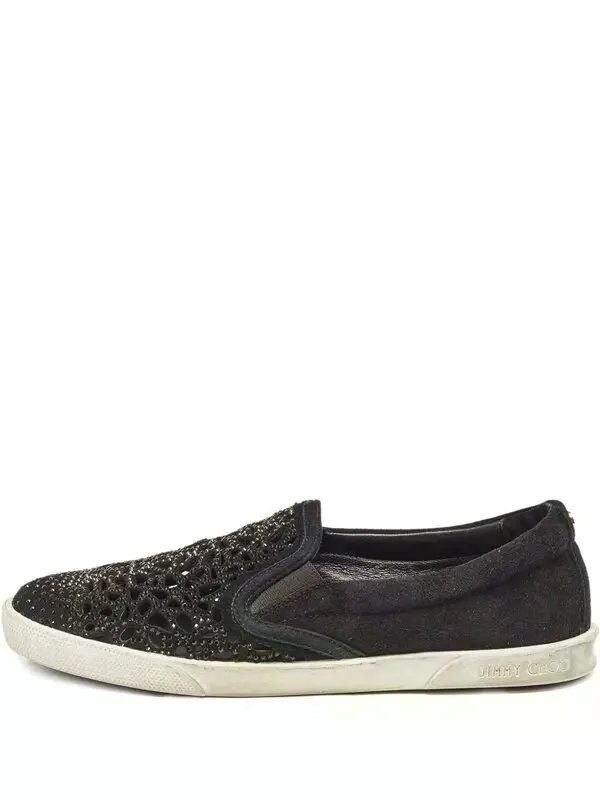 JIMMY CHOO Embellished Slip-on Sneakers - Black