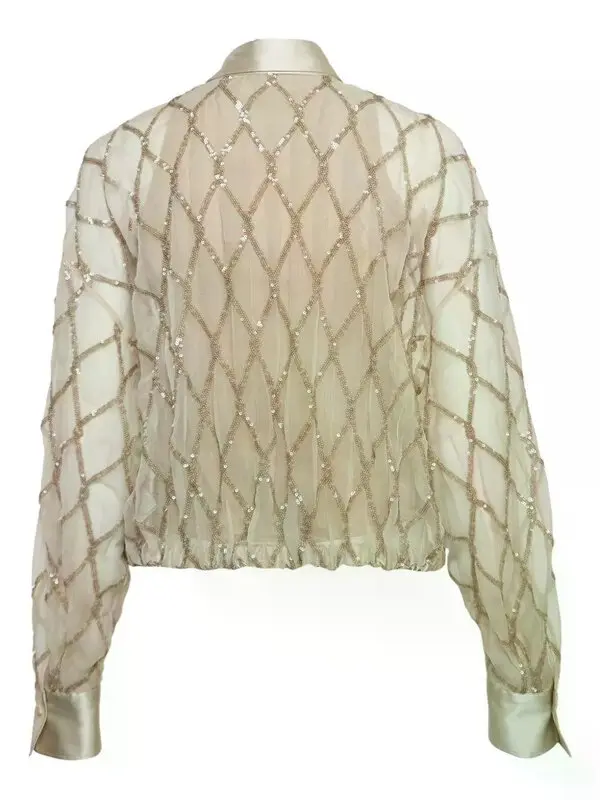 Brunello Cucinelli Sequined Diamond Shirt - Neutrals