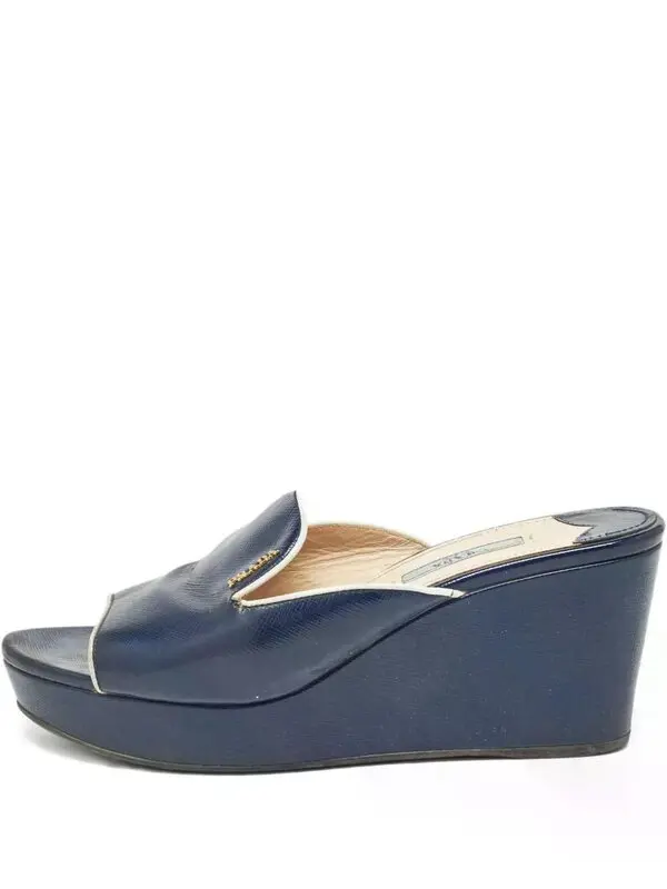 Prada 85mm Textured Leather Wedge Sandals