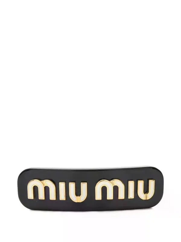 Miu Miu Logo Barrette Hair Accessory - Black