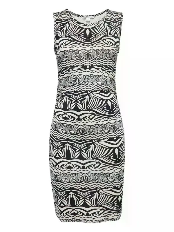Diane Von Furstenberg Abstract Print Sleeveless Silk Dress - Black