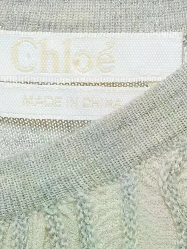 Chloé Grey Wave Pattern Wool Long Sleeve Top