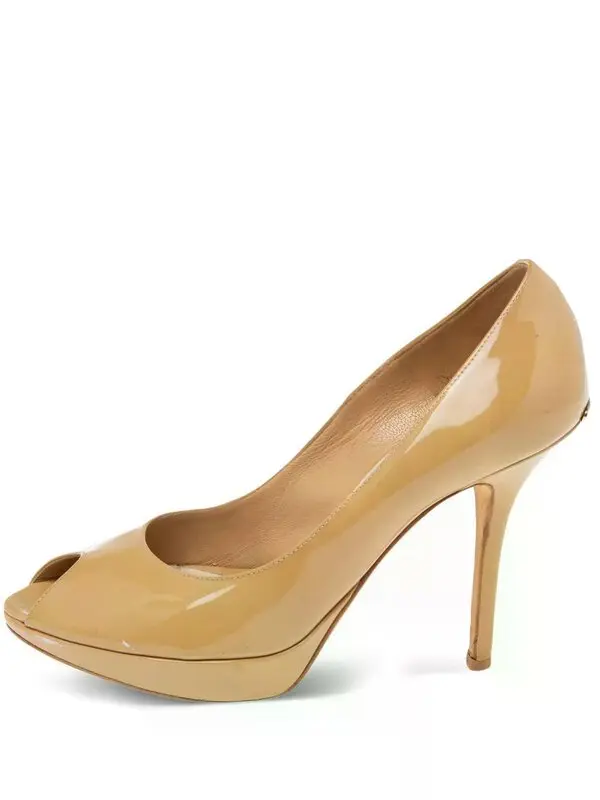 Dior 105mm Patent Leather Peep Toe Pumps