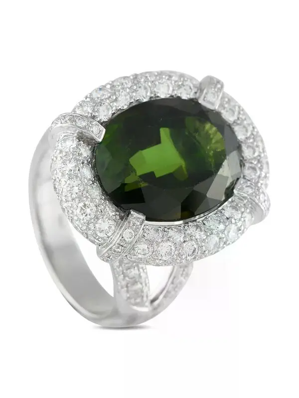 LB EXCLUSIVE 18k White Gold Diamond And Tourmaline Ring - Silver