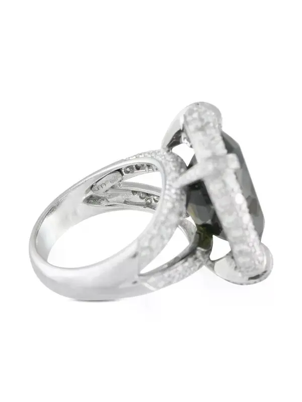 LB EXCLUSIVE 18k White Gold Diamond And Tourmaline Ring