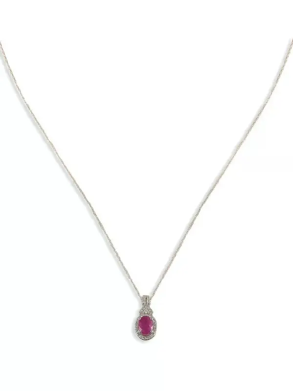 LB EXCLUSIVE 14kt White Gold Diamond And Ruby Pendant Necklace - Silver