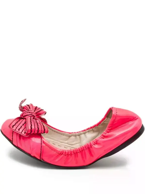 Miu Miu Patent Leather Ballet Flats With Bow Detailing