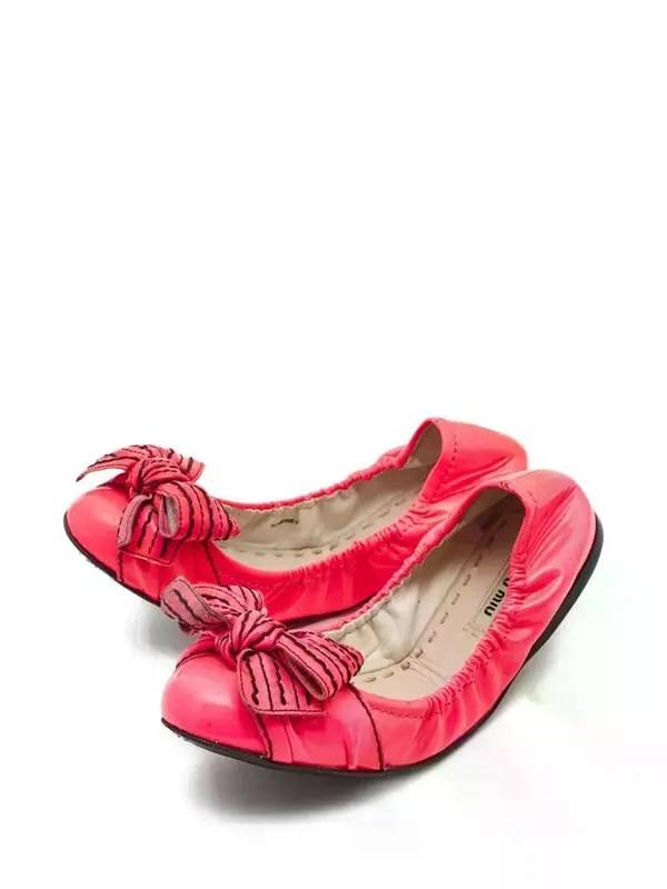 Miu Miu Patent Leather Ballet Flats With Bow Detailing
