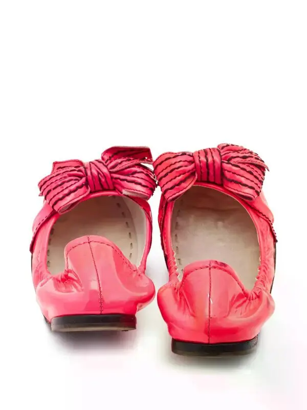 Miu Miu Patent Leather Ballet Flats With Bow Detailing