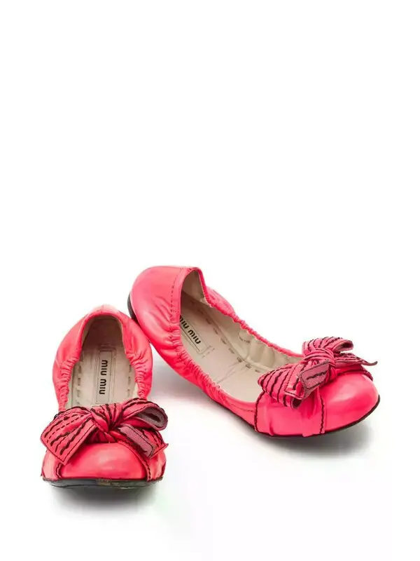 Miu Miu Patent Leather Ballet Flats With Bow Detailing