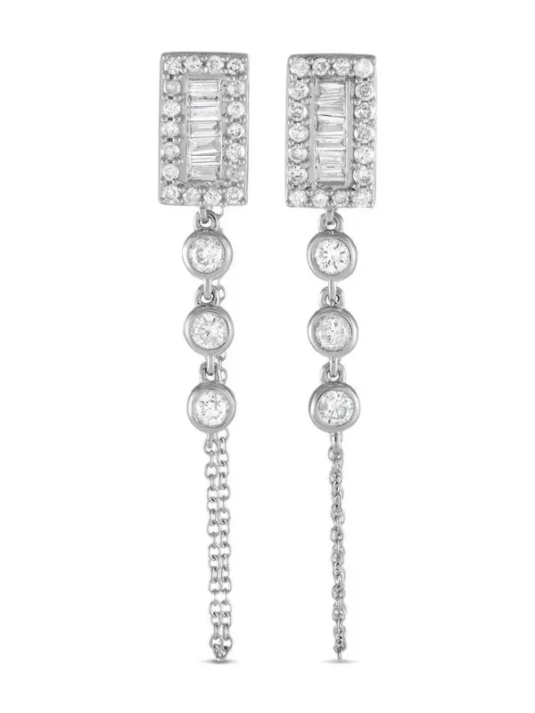 LB EXCLUSIVE 14kt White Gold Diamond Drop Earrings - Silver