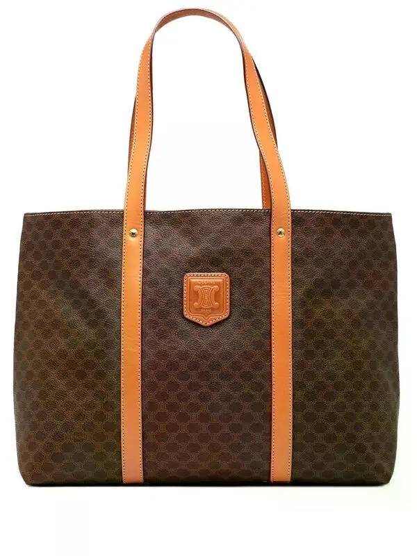 Celine 1996 Macadam Coated Canvas Tote Bag - Brown