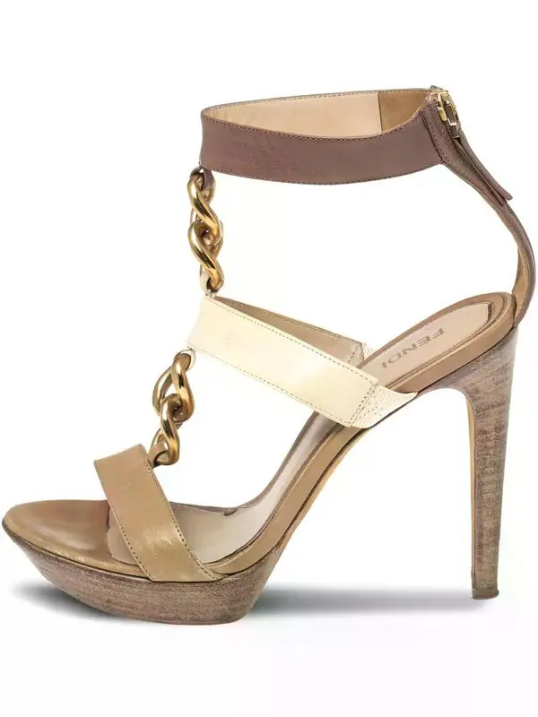 Fendi Chain Embellished Platform High Heel Sandals - Neutrals