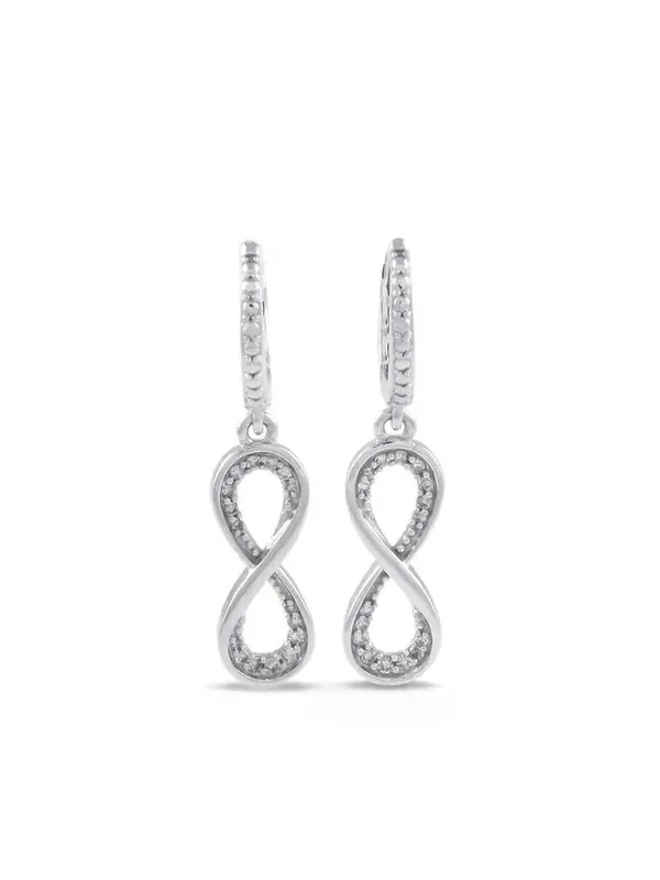 LB EXCLUSIVE 10kt White Gold Diamond Pavé Infinity Dangle Hoop Earrings - Silver