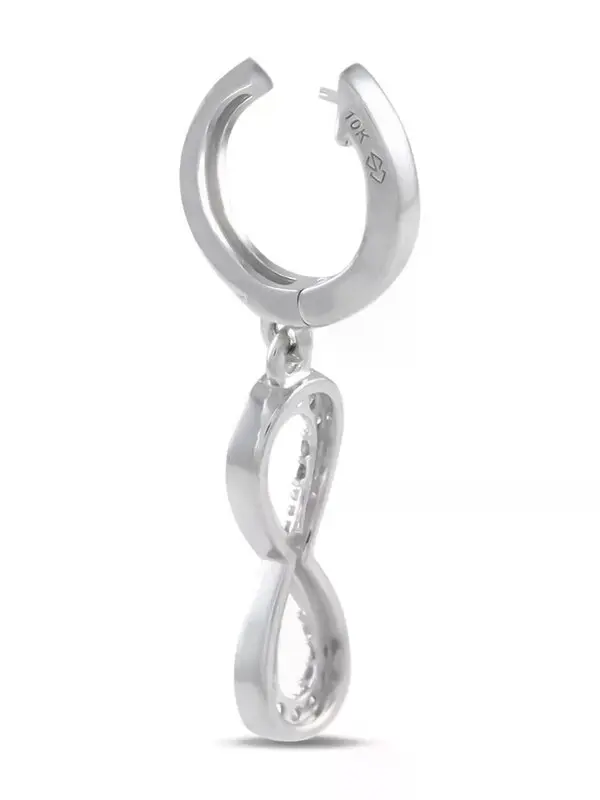 LB EXCLUSIVE 10kt White Gold Diamond Pavé Infinity Dangle Hoop Earrings