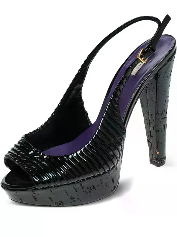 Miu Miu Patent Leather Slingback Sandals 135mm