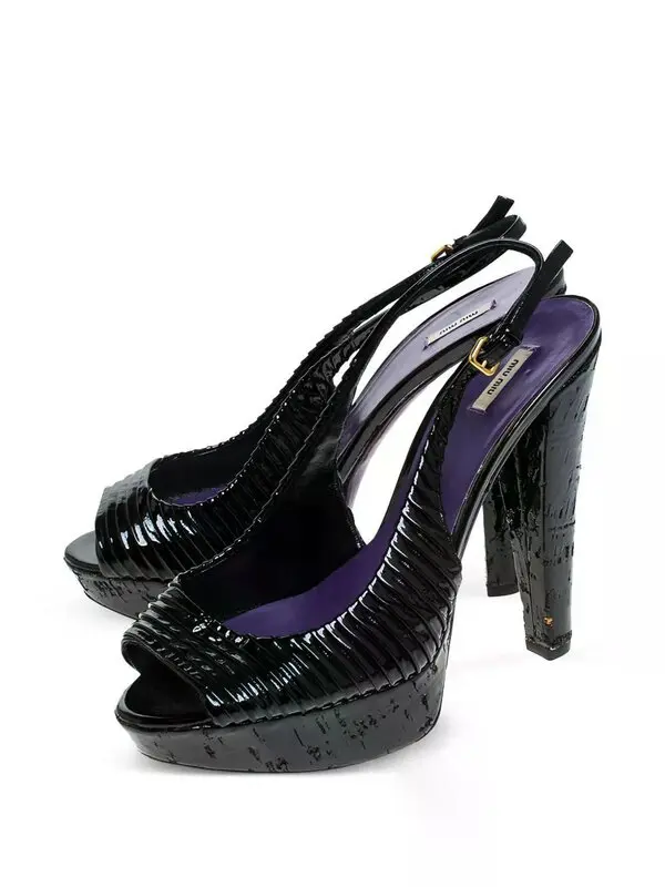 Miu Miu Patent Leather Slingback Sandals 135mm