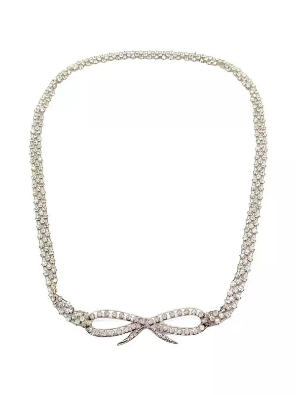 JENNIFER GIBSON JEWELLERY 1910s Antique Paste Bow Belt - Silver