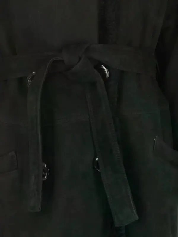 Versace 1990s Suede Shearling Collar Coat
