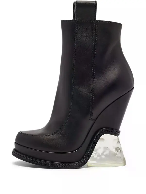 Fendi Calf Leather Ankle Boots With Sculptural Heel