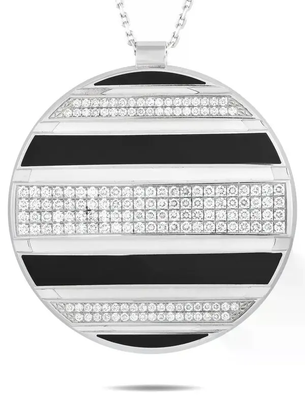 CHAUMET 18kt White Gold Class One Diamond And Enamel Necklace - Silver