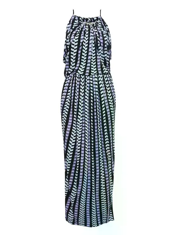 Balenciaga Geometric-print Maxi Dress - Black