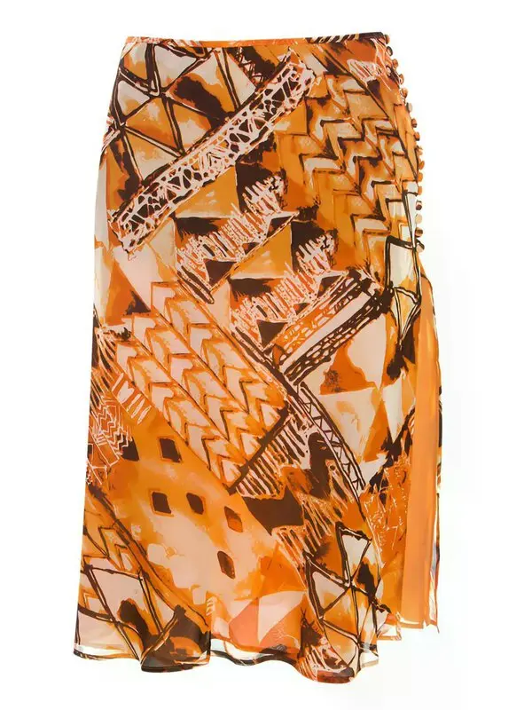 Escada Abstract Print Silk A-line Skirt
