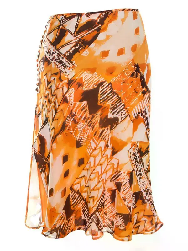 Escada Abstract Print Silk A-line Skirt