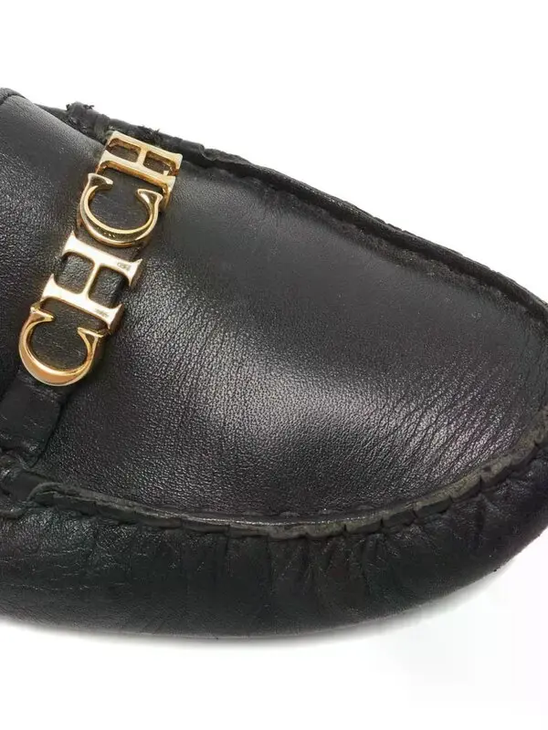 Carolina Herrera Leather Chain Embellished Loafers