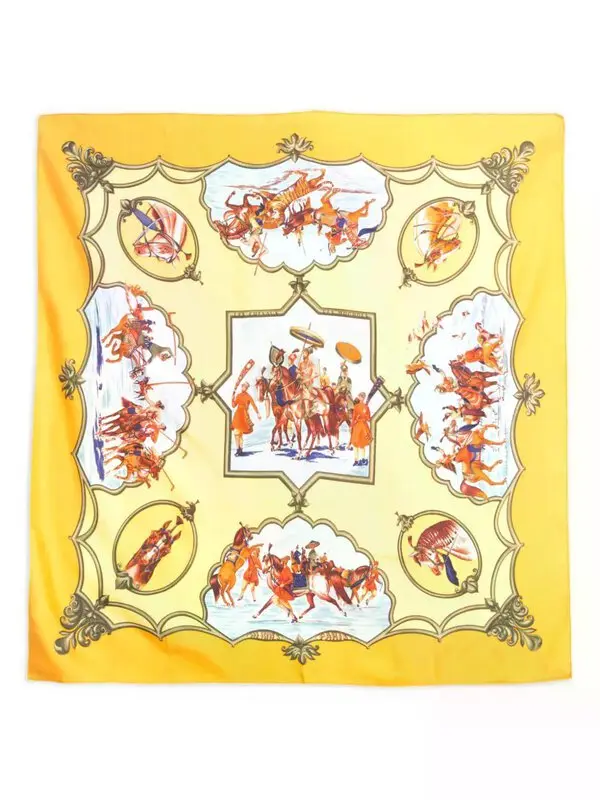 Hermès 1993 Les Chevaux Des Moghols Silk Scarf - Yellow