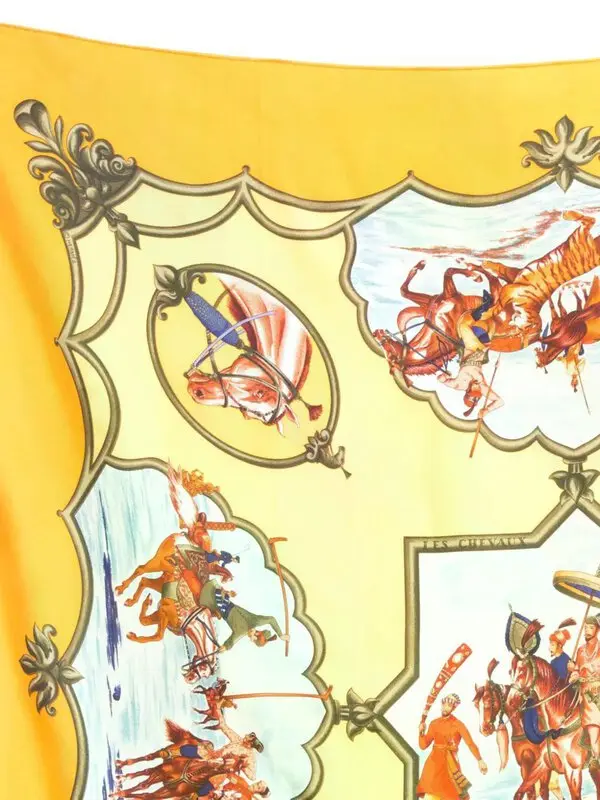Hermès 1993 Les Chevaux Des Moghols Silk Scarf - Yellow