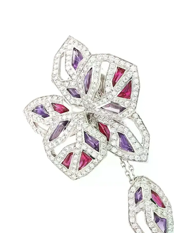 Cartier 18kt White Gold Orchid Earrings With Diamonds, Ruby, And Amethyst