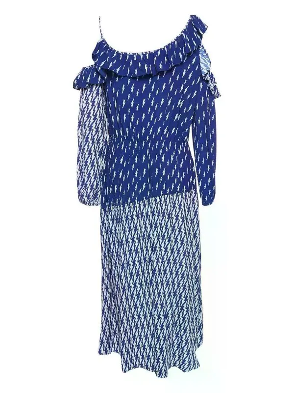 Sandro Lightning Print Ruffle Dress