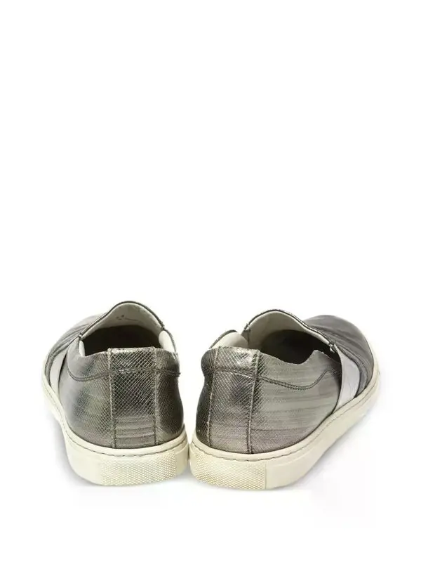 LANVIN Metallic Leather Slip-on Sneakers - Grey