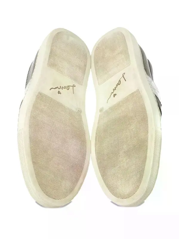 LANVIN Metallic Leather Slip-on Sneakers - Grey