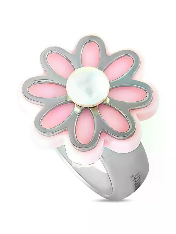 SWATCH Stainless Steel Floral Faux Pearl Ring