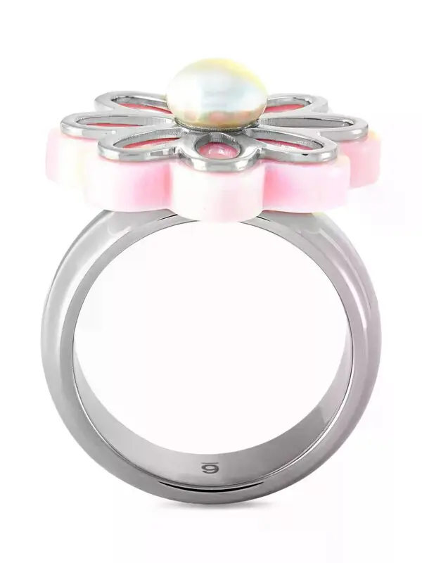 SWATCH Stainless Steel Floral Faux Pearl Ring