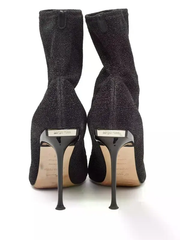 SERGIO ROSSI Leather Pointed Toe Stiletto Ankle Boots - Black