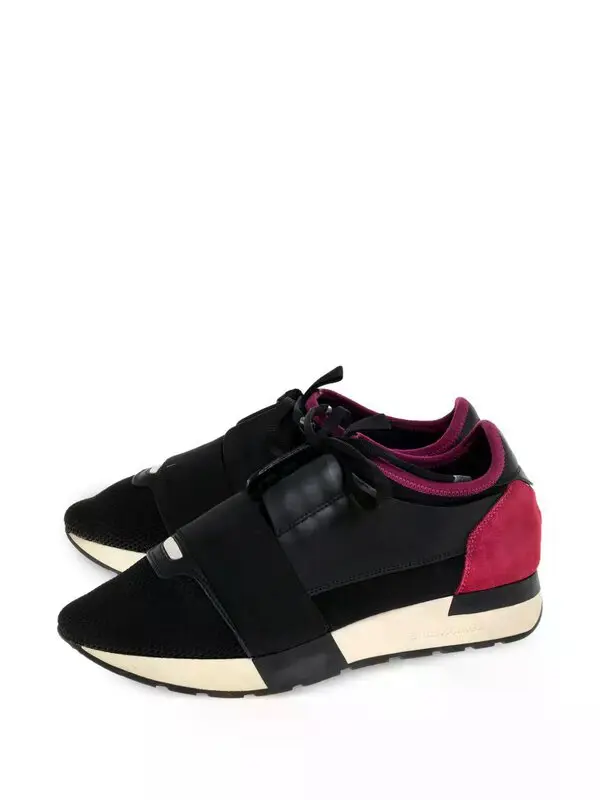 Balenciaga Race Runner Leather-strap Sneakers - Black