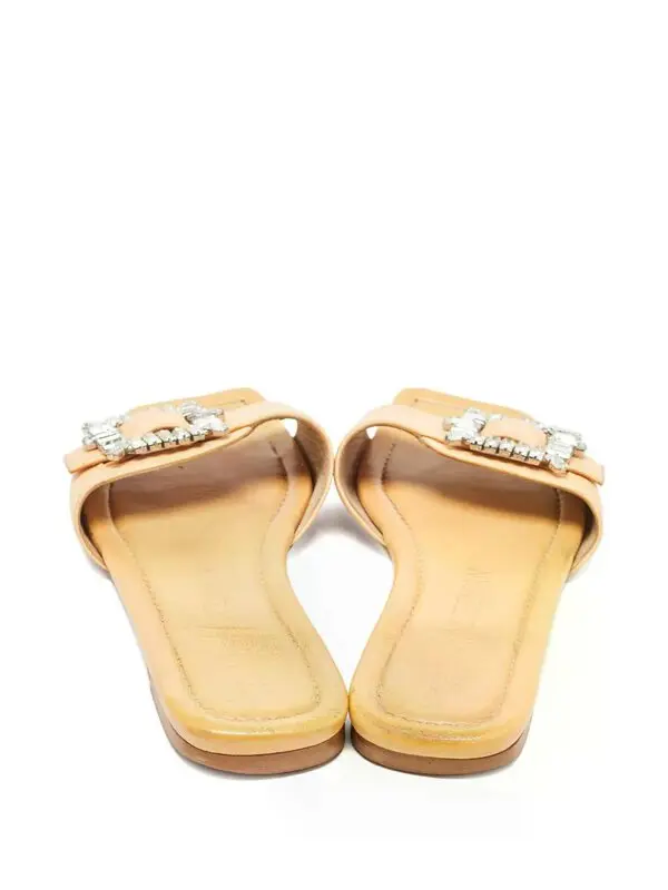 STUART WEITZMAN Leather Crystal-embellished Square Toe Sandals
