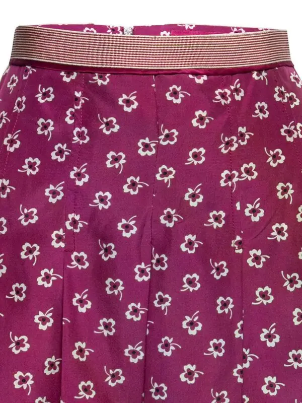 Dolce & Gabbana Silk Floral Mini Pleated Skirt - Pink
