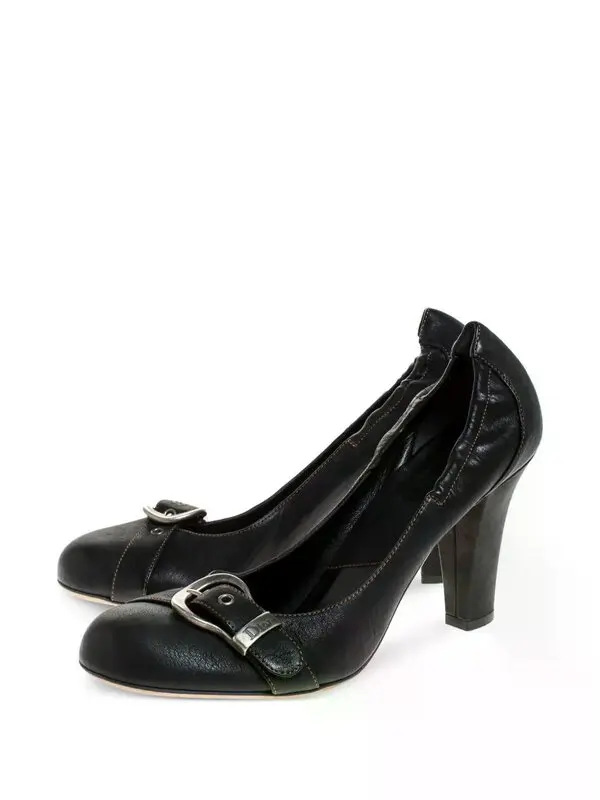 Dior Calf Leather 95mm Block Heel Scrunch Pumps