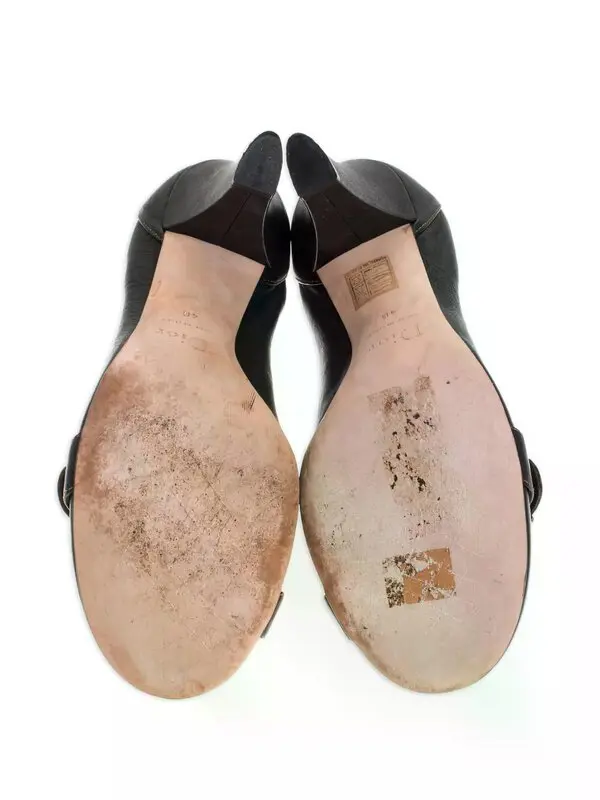 Dior Calf Leather 95mm Block Heel Scrunch Pumps