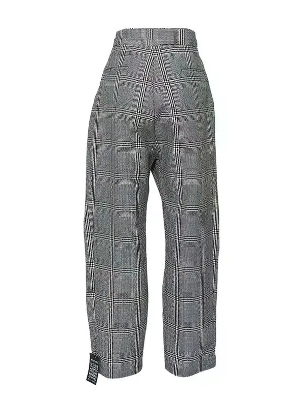 ELLERY Belted Plaid Wool Trousers