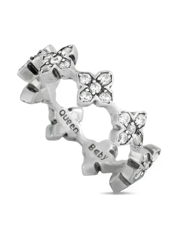 KING BABY STUDIO Sterling Cubic Zirconia Cross Motif Ring - Silver