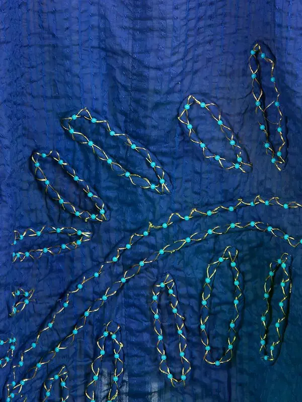 Diane Von Furstenberg Embroidered Leaf Drawstring Top - Blue