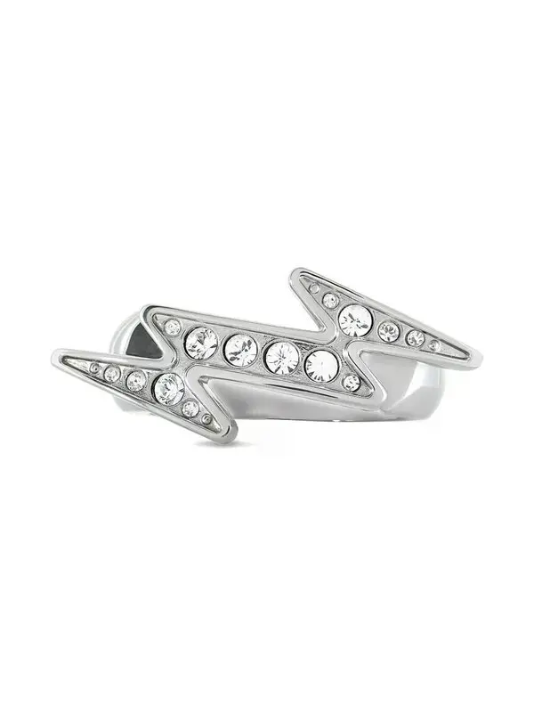 SWATCH Sterling Crystal Embellished Lightning Bolt Ring