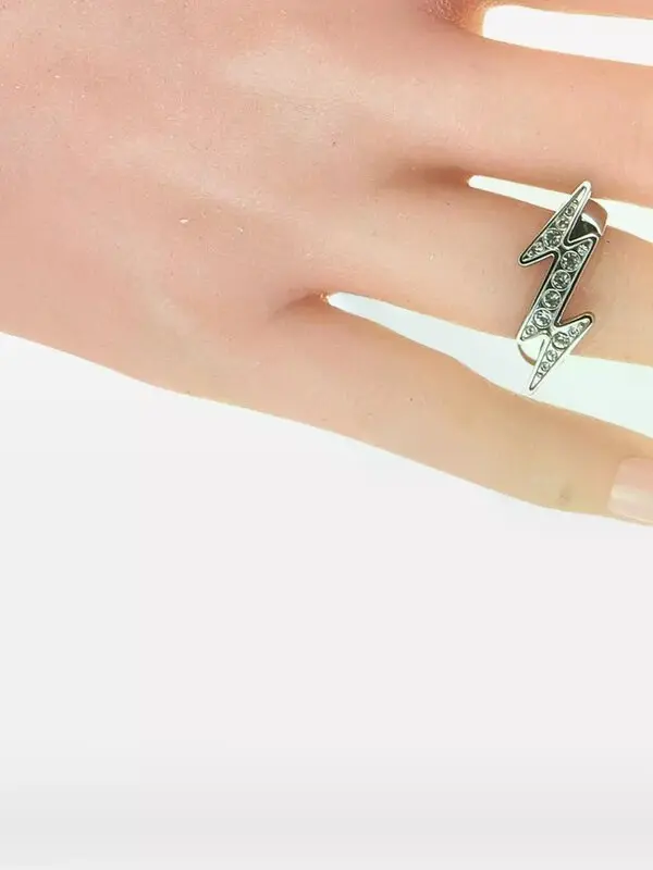SWATCH Sterling Crystal Embellished Lightning Bolt Ring